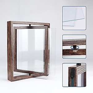 Serwrsw 8x10 Rotating Picture Frame 2 Pack, Double Sided Glass Floating Frame for Office Pressed Flowers, Adjustable Rustic Desk Standing Frame for Bedroom Living Room Framing Photo Artwork