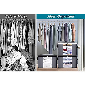 SLEEPING LAMB 100L Large Comforter Storage Bag for Closet Clothes Storage Containers for Duvets Blankets Bedding Sheets Pillows, with Reinforced Handles, 3 Pack, Grey