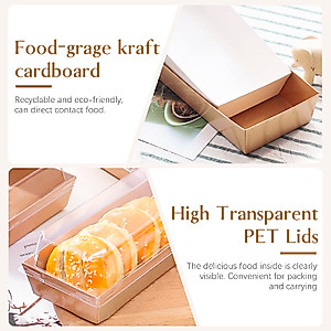 ZORRITA 100 Pack Charcuterie Boxes with Clear Lids, 7.5 Inch Small Kraft Paper Charcuterie Boxes To Go Treat Containers for Desserts, Cookies, Sandwich, Pastry, Strawberries and Cupcakes (Brown)