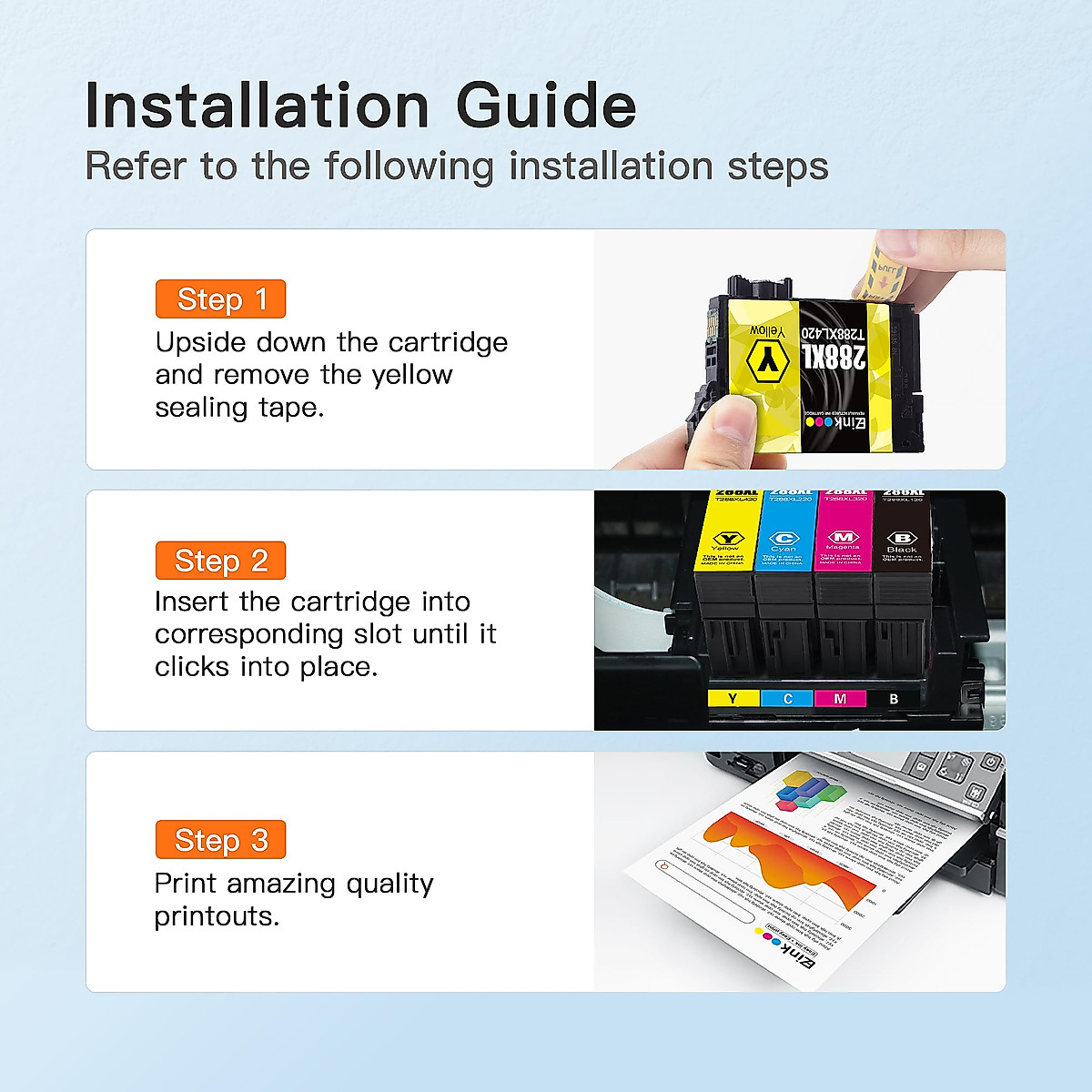 E-Z Ink (TM Remanufactured Ink Cartridge Replacement for Epson 288XL 288 XL T288XL High Yield to use with Expression Home XP-330 XP-430 XP-446 XP-440 XP-340 (Upgraded Version, 4 Pack)