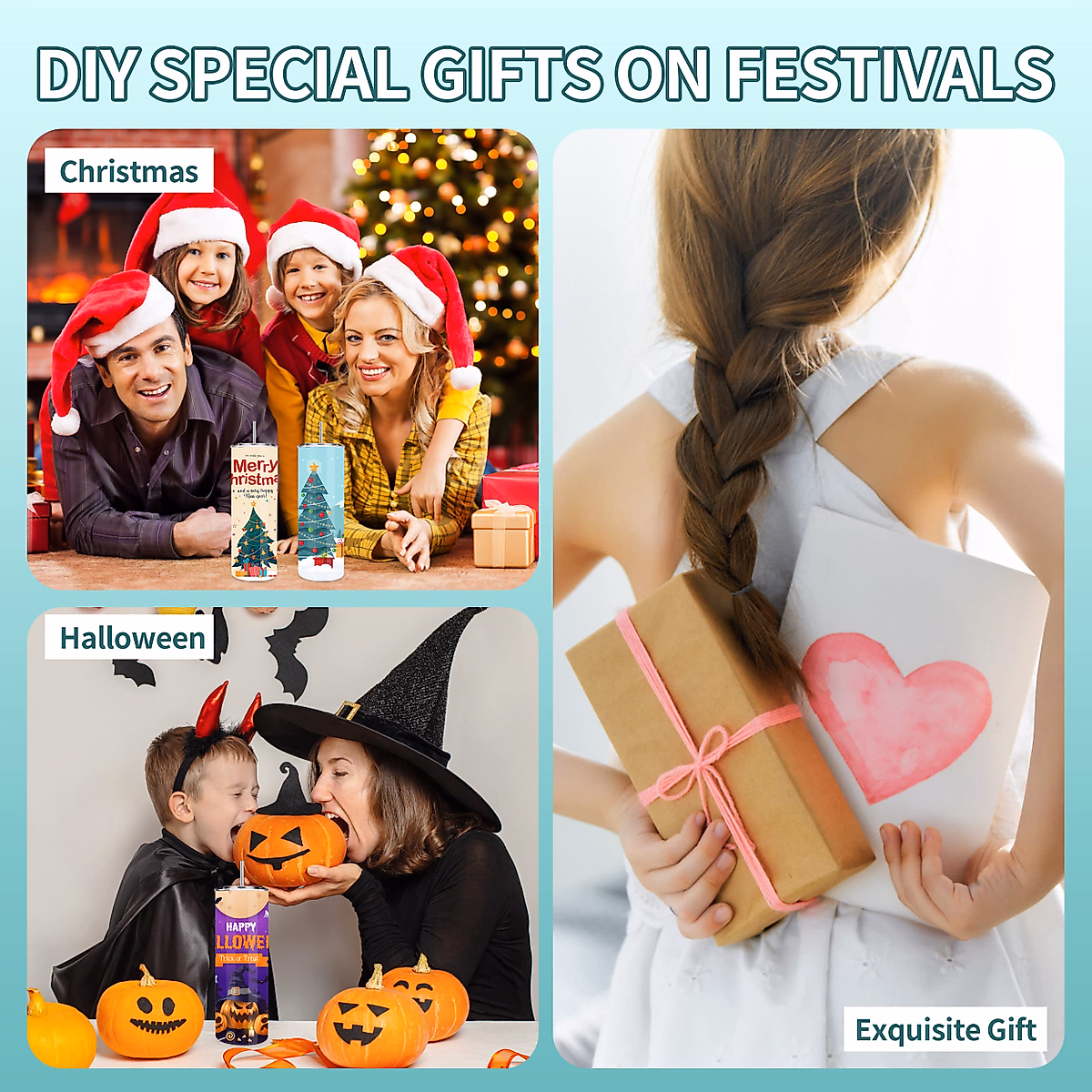 D·S 10 Pack Sublimation Tumblers Bulk 20 oz Skinny Straight Flat Bottom Blank Tumbler Cups with Individual Gift Boxed for Heat Transfer DIY Craft