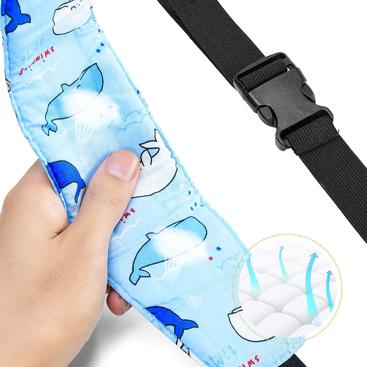 Baby Carseat Head Support,Car seat Straps Pillow Support Ban,Stroller Neck Relief Strap Headrest,Slumber Sling Sleep Positioner for Toddler Infants Child Children Kids