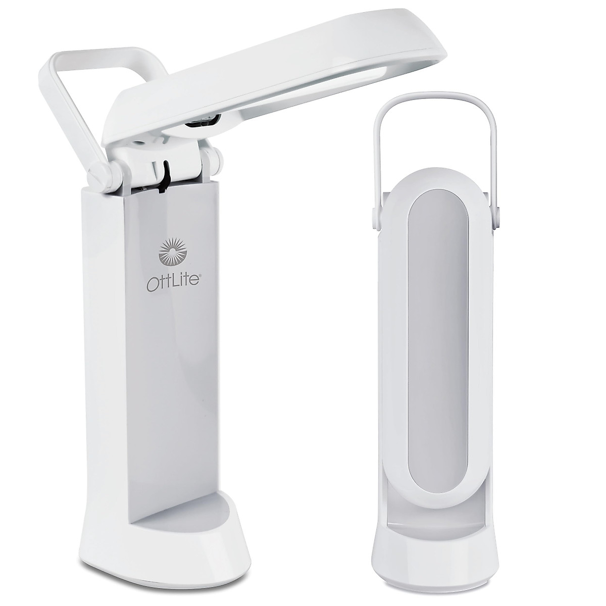 OttLite Folding Task Lamp, White – Multi-Position Shade, Fold-Up Design, Portable Handle, Low Heat & Low Glare Illumination, Fits on Desks & Workstations