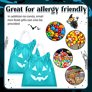 80 Pcs Halloween Drawstring Candy Bags Halloween Goody Bags Grimace Pumpkin Halloween Bags Small Party Treat Bags Trick or Treat Bags Plastic Goodie Bags for Halloween Party Favor (Teal)