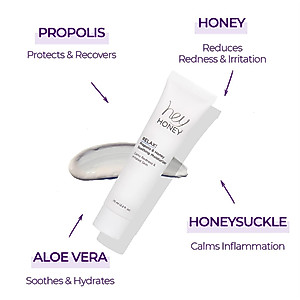 Hey Honey Skincare Relax, Fast Acting Rosacea Treatment & Redness Relief - Dermatologically Tested Calming Moisturizer For Sensitive Skin Oil- Free with Honey & Propolis Anti-Aging Benefits | 2.2 Oz