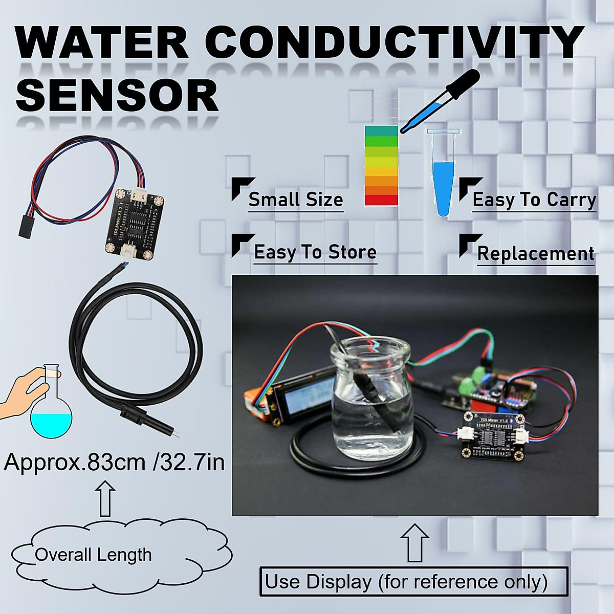TDS Water Conductivity Sensor, Water Quality Monitoring Sensor Module,Plug and Play TDS Meter Probe Water Quality Monitoring for Liquid Quality Monitoring Detection Tester Module Parts