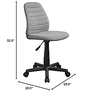 Urban Shop Padded Fabric High Back Rolling Home Office Chair, Grey