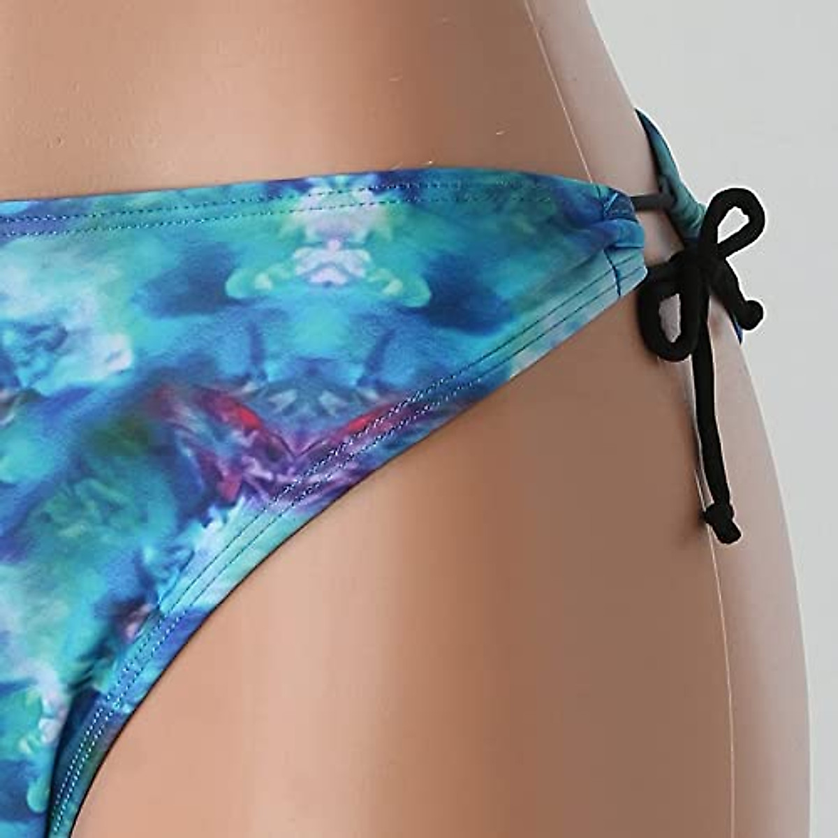 Kinple Women's Stylish Bikini Bottom Tie Side Bathing Briefs Sexy High Cut Panty Floral Print Underwear Casual String Brief Blue