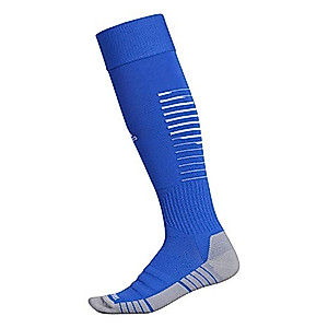 adidas Speed 2 Soccer Socks for Boys, Girls, Men and Women (1-Pair), Team Royal Blue/White/Light Onix Grey, Large