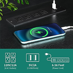 YITAHOME L Shaped Desk with Drawers & Hutch, 61" Computer Desk with Power Outlets & LED Lights, Corner Office Desk with Storage Cabinet, Drafting Table, Wood Desk, Black & Rustic Brown