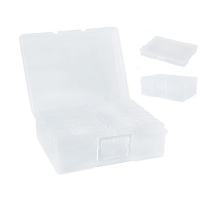 PCA Photo Case, 4" x 6" Photo Box Storage with Handle - 12 Inner Photo Keeper, Large Photo Organizer, Clear Plastic Craft Case for Photos Stickers Stamps Jigsaw Seeds