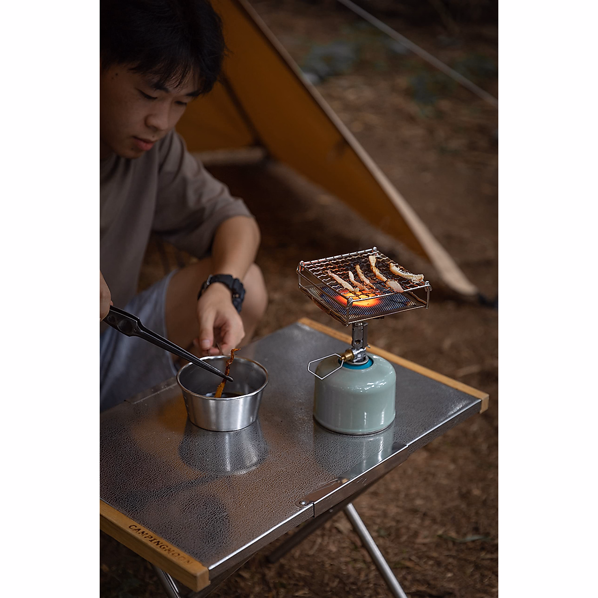 CAMPINGMOON Bread Toaster for Camping Stove Gas Fire 304 Stainless Steel Bread Toaster Small Size US-1312