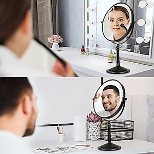 Nicesail Tabletop Makeup Mirror, Double-Side 1X-10X, 360 Swivel Cosmetic Mirror for Table Desk, No Light Oil Rubbed Bronze (8 Inch, 10X)