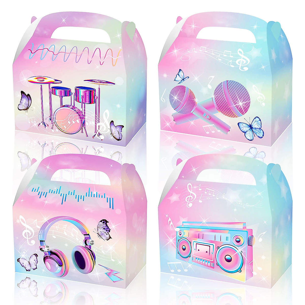 LaVenty 12 PCS Singer Theme Party Party Favor Boxes Singer Theme Birthday Party Supplies Treat Boxes Kids Candy Treat Bag for Birthday Wedding Bridal Shower