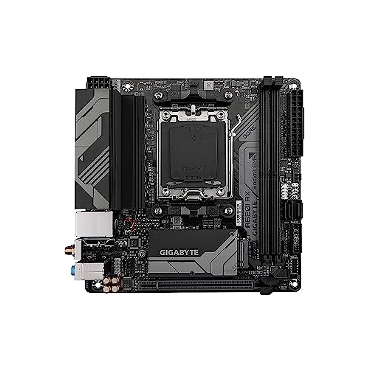 GIGABYTE A620I AX (AM5/ LGA 1718/ AMD/ A620/ Mini-ITX/ 5-Year Warranty/ DDR5/ Single M.2/ PCIe 4.0/ USB 3.2 Gen1 Type-C/Realtek Wi-Fi 6E/ Realtek 2.5GbE/ Q-Flash Plus/PCIe EZ-Latch/Motherboard)