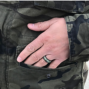 Camo Wedding Rings Set His and Hers 3 Rings Set, Stainless Steel and Titanium (Size His 08, Hers 09)