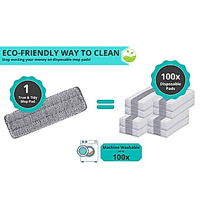 True & Tidy, Extra Thick Microfiber Mop Pad Pack Refill for SPRAY-250 Spray Mop SPRAY-360 Spray Mop Kit SWEEP-180 Sweeper Mop, Fits Other Mops, Machine Washable up to 100x, 15.5 x 5 inch (6-Pack)