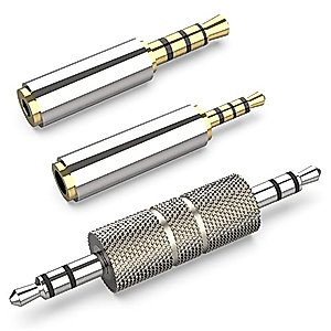 3.5mm Male to 2.5mm Female/2.5mm Male to 3.5mm Female Stereo Audio Adapter, and 3.5mm Male to Male Stereo Audio Connector Gold Plated Compatible for Smartphones, Headphones, Mic, Tablets (3-in-1 Pack)