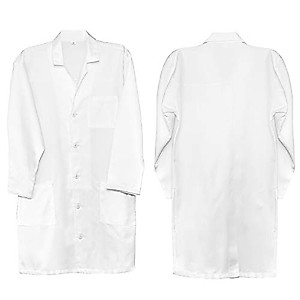 TALVANIA Lab Coat Men Women White Long Sleeve Unisex Lab Coats Cotton Laboratory Coats