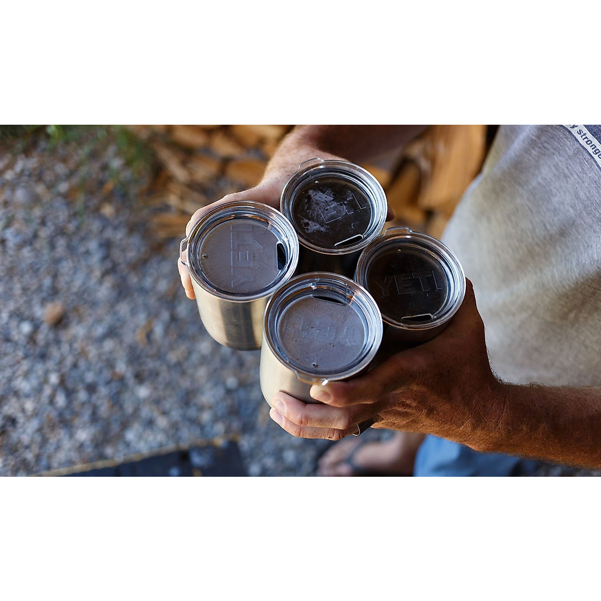 YETI Rambler 10 oz Lowball, Vacuum Insulated, Stainless Steel with Standard Lid, 4 Pack