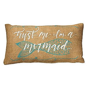The Country House Collection Small Burlap Nautical Mermaid Pillow