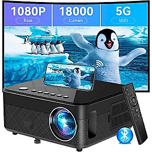 4K FHD WiFi Projector, Bluetooth Projector, 200" Portable Movie Projector, 13000 Lumens 500 ANSI Home Theater Video Projector Compatible with HDMI, USB, Laptop, iOS & Android Smartphone