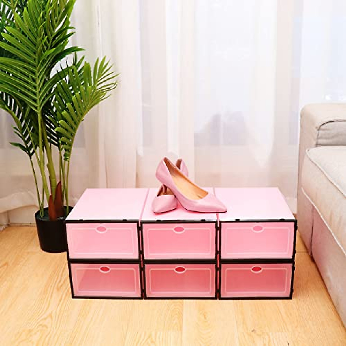 Zerodeko 6pcs Box Shoe Cabinet for Entryway Shoe Display Case Closet Shoe Holder Entryway Shoe Cabinet Clear Shoe Organizer Sneaker Storage Bins Men and Women Multifunction Showcase