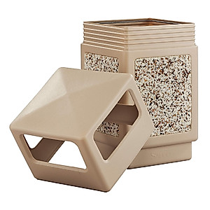 Safco Products Canmeleon Outdoor/Indoor Aggregate Panel Trash Can 9472TN, Tan, Natural Stone Panels, Outdoor/Indoor Use, 38-Gallon Capacity