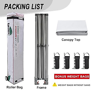 Eurmax USA Signature 10x10ft Patio Pop Up Canopy Tent for Outdoor Events Commercial Instant Canopies with Heavy Duty Roller Bag,Bonus 4 Canopy Sand Bags (White)