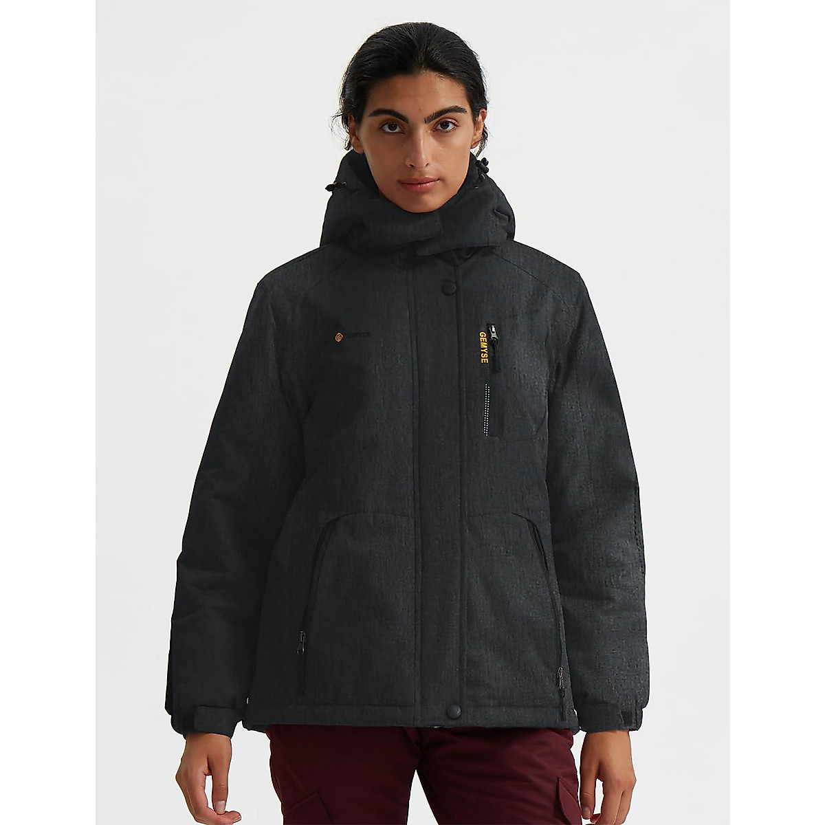 GEMYSE Women's Mountain Waterproof Ski Snow Jacket Rain Winter Jacket Coat Hooded Windproof Parka(Graphite Grey,Large)
