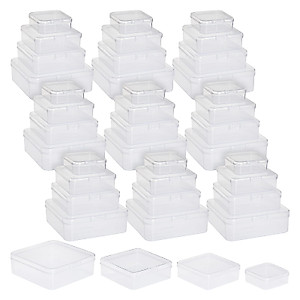 Bright Creations 40 Piece Empty Square Mini Storage Containers with Lids for Crafts, Jewelry, Board Game Storage (4 Sizes)