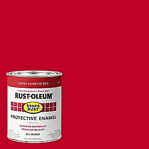 Rust-Oleum 7762502-2PK Stops Rust Brush On Paint, 1 Quarts (Pack of 2), Gloss Sunrise Red, 2 Can