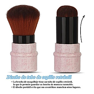 Makeup Brush for Blush, Powder, Foundation, Concealer Retractable Kabuki Cap with Recycled and Sustainable Materials Cruelty Free Synthetic Taklon Bristles Travel Cosmetic Brushes(Apricot)