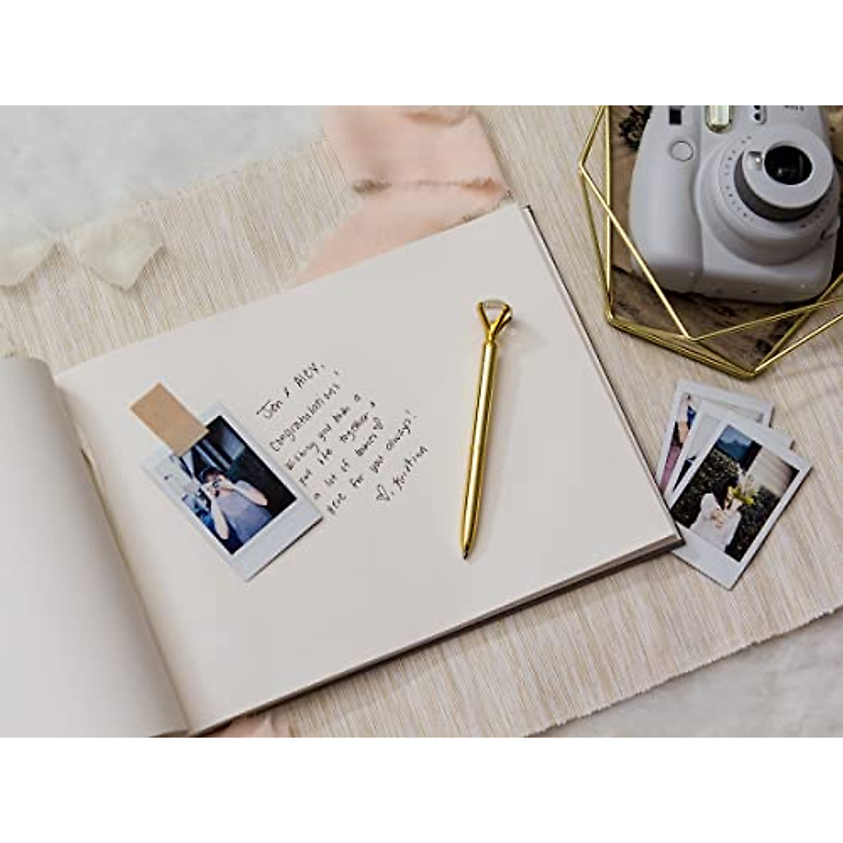 MUUJEE Personalized Guestbook in Sage - Premium Custom Modern Guest Book for Wedding Reception, Birthday Party or Events w/Bookmark Blank Pages for Signing 11.5 x 8.5 inches