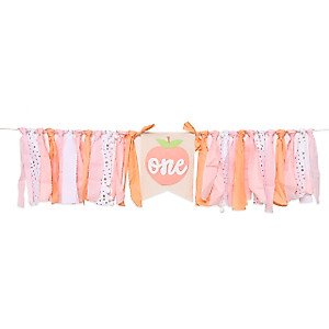 Sweet Peach Highchair Banner for 1st Birthday - Sweet Peach 1st Birthday Banner for Photo Booth Props and Backdrop Cake Smash,Best Sweet Peach Birthday Party Supplies (Sweet Peach One Birthday Banner)
