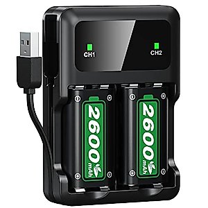 SWANPOW Fast Charging 2x2600mAh Controller Battery Pack with Charger Station for Xbox One/Xbox Series X/Xbox Series S/Xbox One X|S High Capacity Rechargeable Battery Pack for Xbox Accessories
