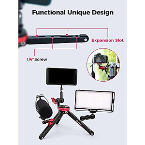 Mini Camera Tripod, Moman Tabletop Short Tripod Desktop TR01 with 1/4 and 3/8 Screw Mount and Function Leg CNC Aluminum Tripod for DSLR Camera/GoPro/Video/Camcorder, Max Payload of 176 Lbs/80Kg, Red