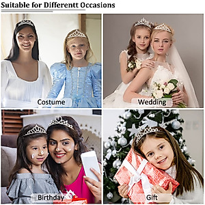 CURASA 2 Pieces Silver Crystal Princess Crown Tiara for Kids Tiaras and Crowns for Women Princess Crowns for Little Girls Elegant Tiara Headband for Birthday, Prom and Photograph