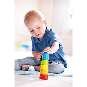 HABA Lighthouse Wooden Rainbow Stacker - 8 Piece Set (Made in Germany)
