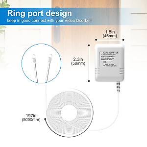 LANMU 18V Power Adapter Compatible with Nest Hello Video Doorbell, Arlo and SimpliSafe Video Doorbell (16.4ft/5m)