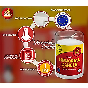 Ner Mitzvah Yahrzeit Memorial Candles - 1 Day Yahrzeit Candle - Yartzeit Candles 24 Hour Yom Kippur Jewish Candles in Glass Tumbler - 1 Pack
