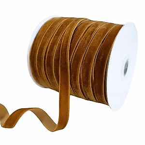 Abbaoww 50 Yards Vintage Brown Velvet Ribbon 3/8 Inch for Gift Wrapping Wedding Decoration DIY Project (Brown)