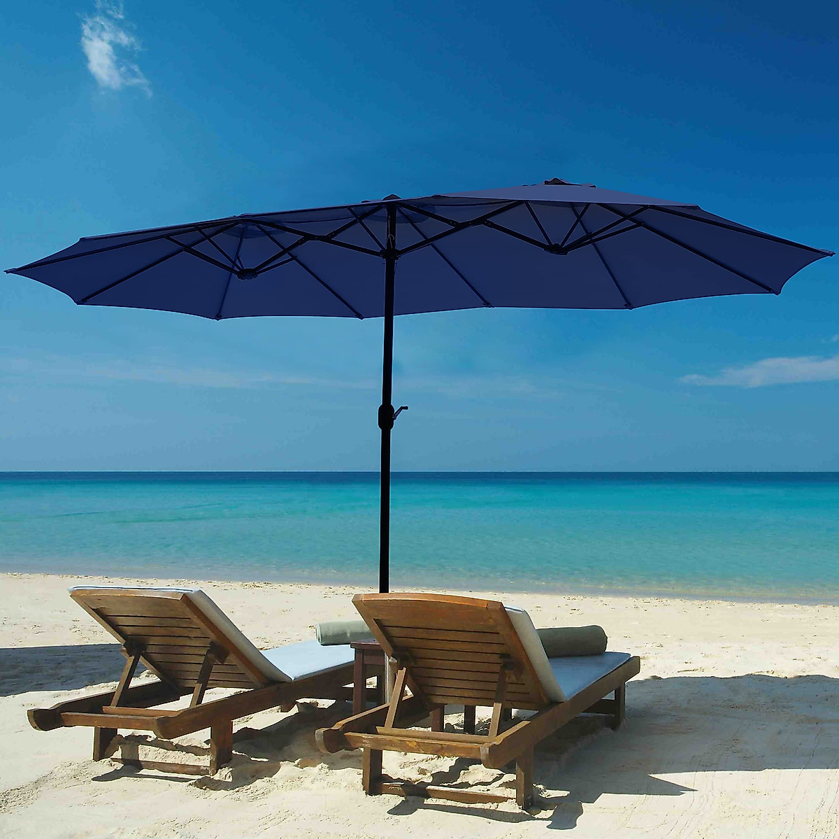 OUTDOOR DIAMOND 15ft Double Sided Patio Umbrellas, Outdoor Umbrella, Market Umbrella, Pool Umbrella, Large Deck Umbrella With Crank,Blue