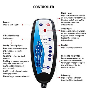 COMFIER Massage Seat Cushion with Heat,10 Vibration Motors Seat Warmer, Back Massager for Chair, Massage Chair Pad for Back Ideal Gifts for Women,Men,Black