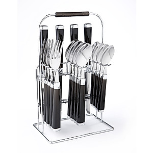 Cambridge Silversmiths Temptation Black/Charc 16-Piece Flatware Set