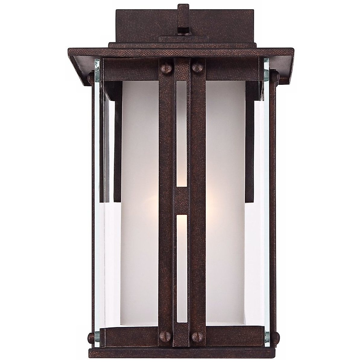 Franklin Iron Works Fallbrook Rustic Farmhouse Outdoor Wall Light Fixture Bronze Steel 11 3/4" Clear Frosted Double Glass for Exterior House Porch Patio Outside Deck Garage Front Door Garden Home