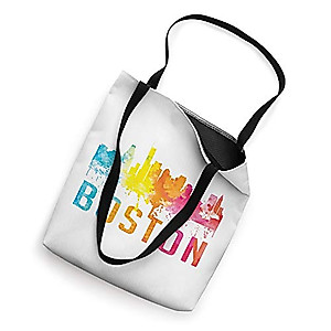 Boston Massachusetts Retro Watercolor City Skyline Souvenir Tote Bag