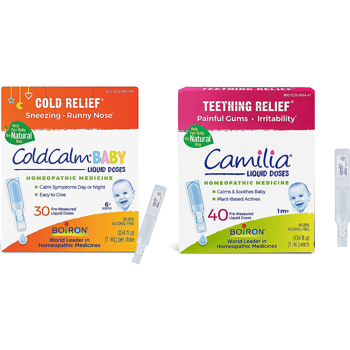 Boiron Camilia Liquid Drops 40 Count and ColdCalm Baby 30 Doses - Bundle Pack