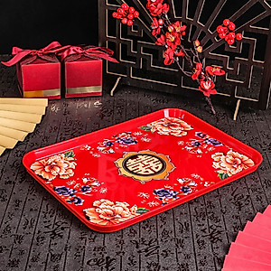 Luxshiny Tea Tray Wedding Candy Tray Wedding Plates Chinese Wedding Tea Tray Decorative Serving Tray Serving Trays Serving Platter Candy Serving Tray Candy Dish Black Tray Wine China Pp