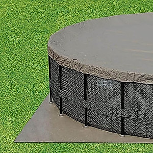 Funsicle 16' x 48" Oasis Designer Round Frame Outdoor Above Ground Swimming Pool Set with SkimmerPlus Filter Pump and Pool Cover, Dark Herringbone